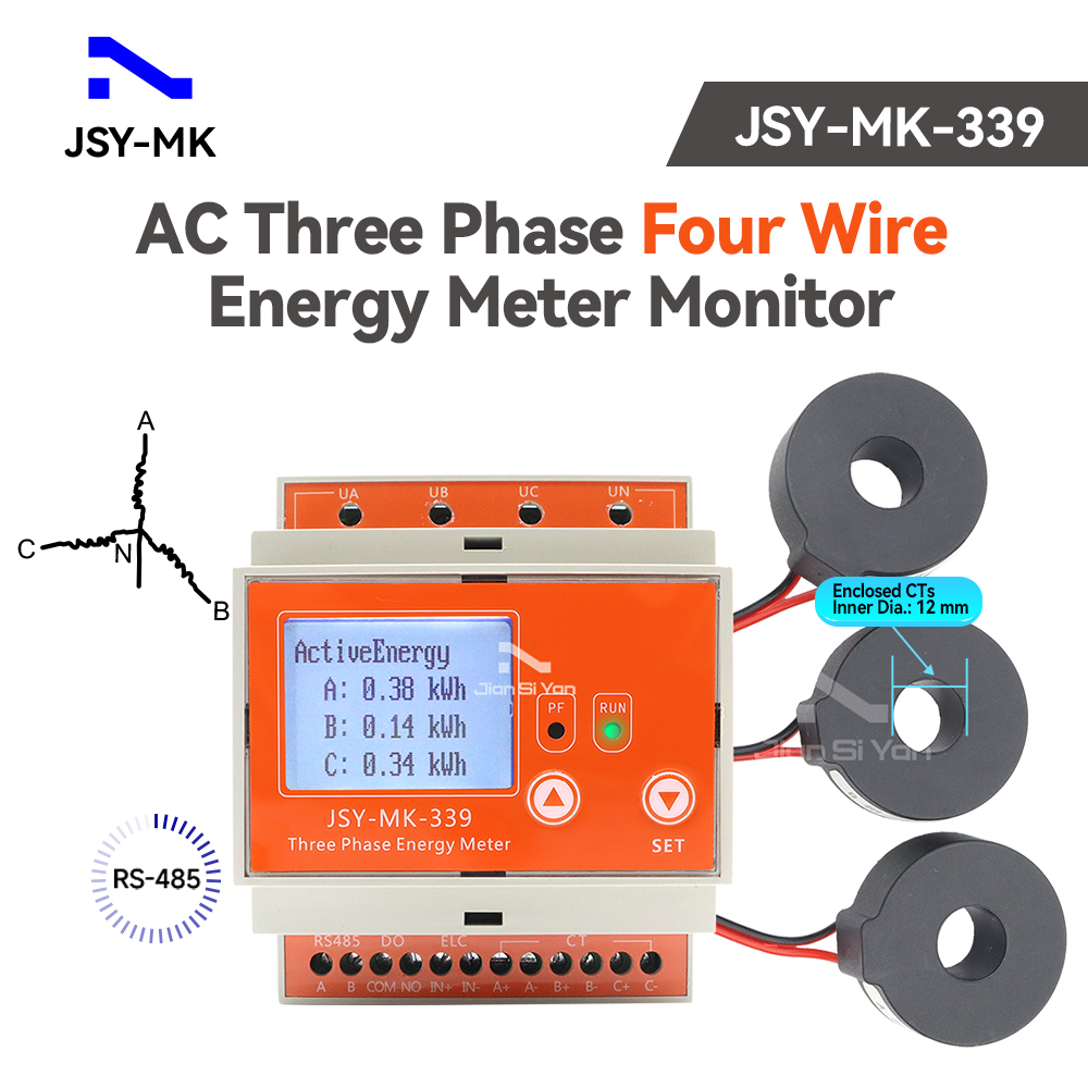 China JSY-MK-339 3P4W RS485 50mA-80A Solar Power Energy Meter Monitor ...