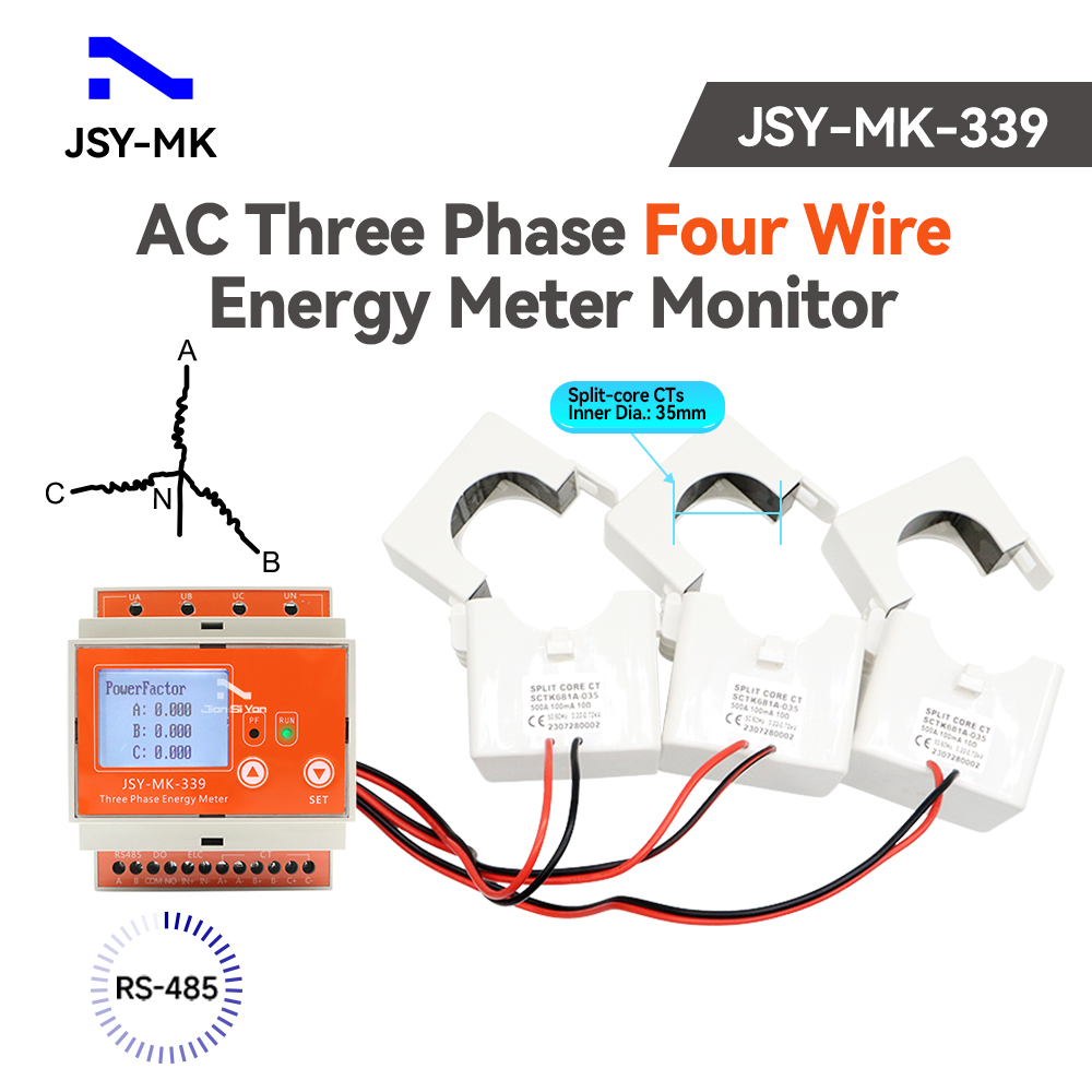 China JSY-MK-339 3P4W RS485 100mA-500A AC Power Energy Meter Monitor ...